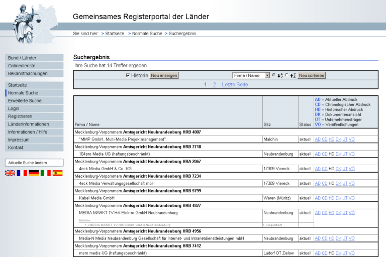 Handelsregister online · seeseekey.net